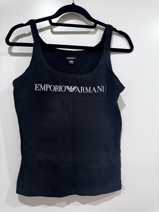 Emporio Armani | Tops | Emporio Armani Black Logo Scoop Tank | Poshmark